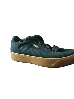 Women Puma Black Suede Tennis Shoes Ribbon Laces Foam Inserts Size 4 | eBay