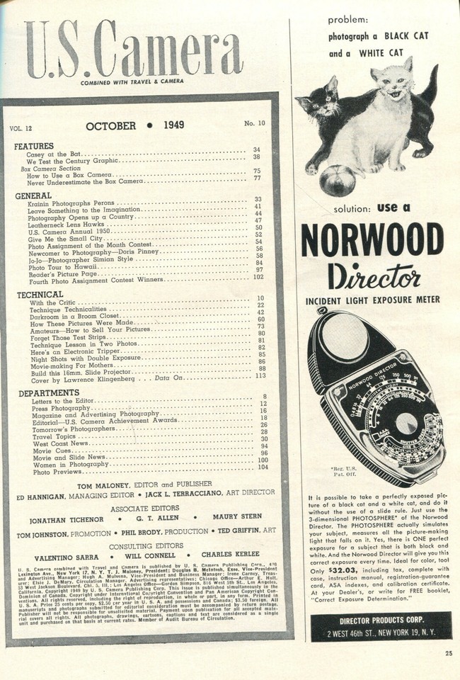 U. S. CAMERA MAGAZINE - COMBINED WITH TRAVEL & CAMERA - OCTOBER 1949 | eBay