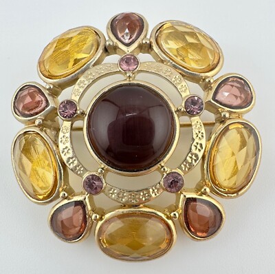 Vintage Style Faux Gem Rhinestone Crystal Accent Gold Tone 1.75x1.75 ...