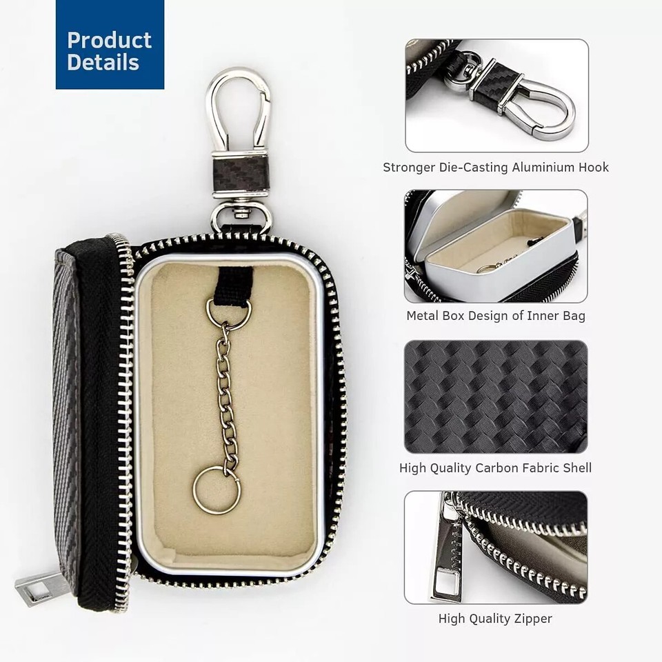 Car Key Signal Blocker Case Faraday Cage Fob Pouch Keyless RFID ...
