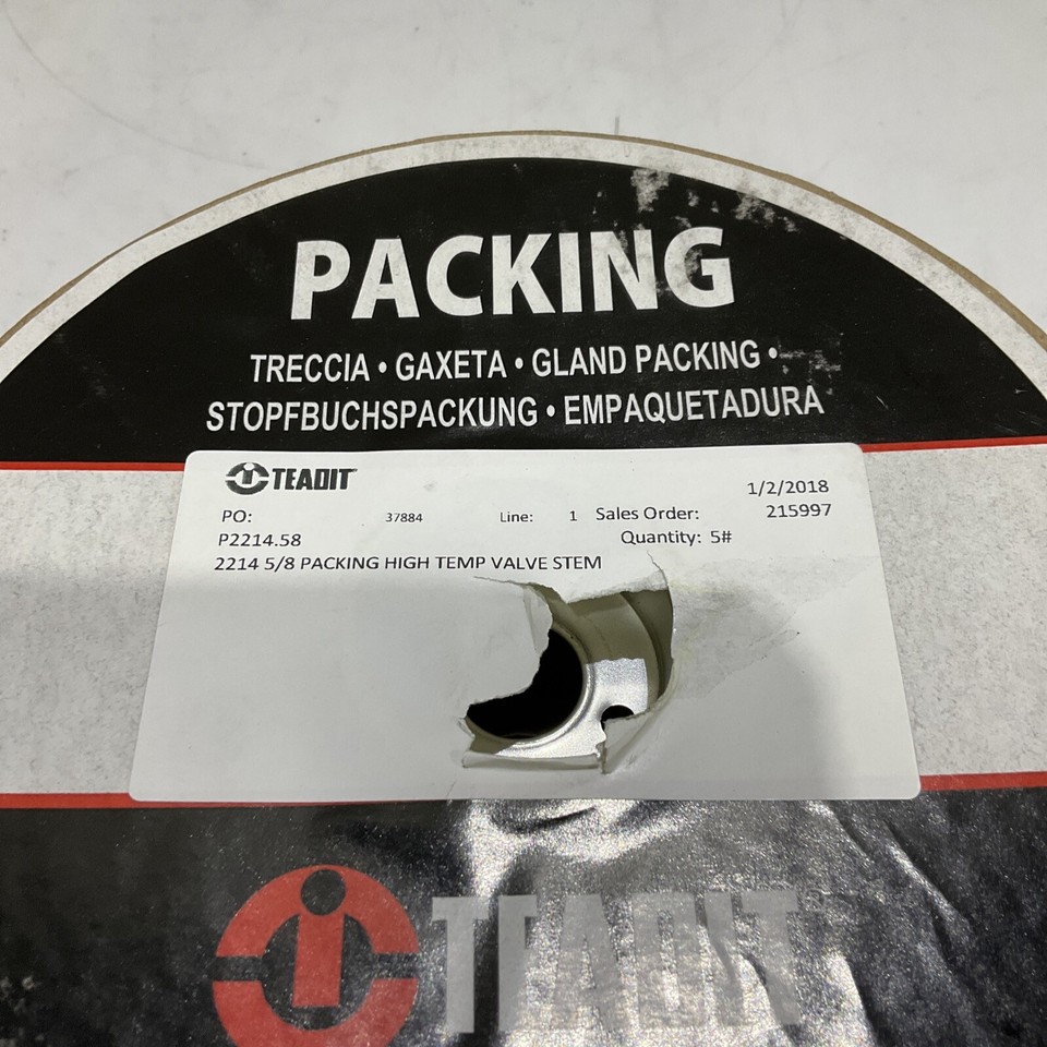 TEADIT 2214 PACKING 5/8” HIGH TEMP VALVE STEM 5# 373 | eBay