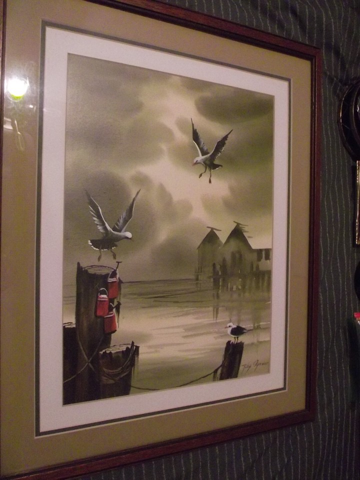 Vintage Watercolor Painting Original Ruby Agnew Signed Seagulls in ...