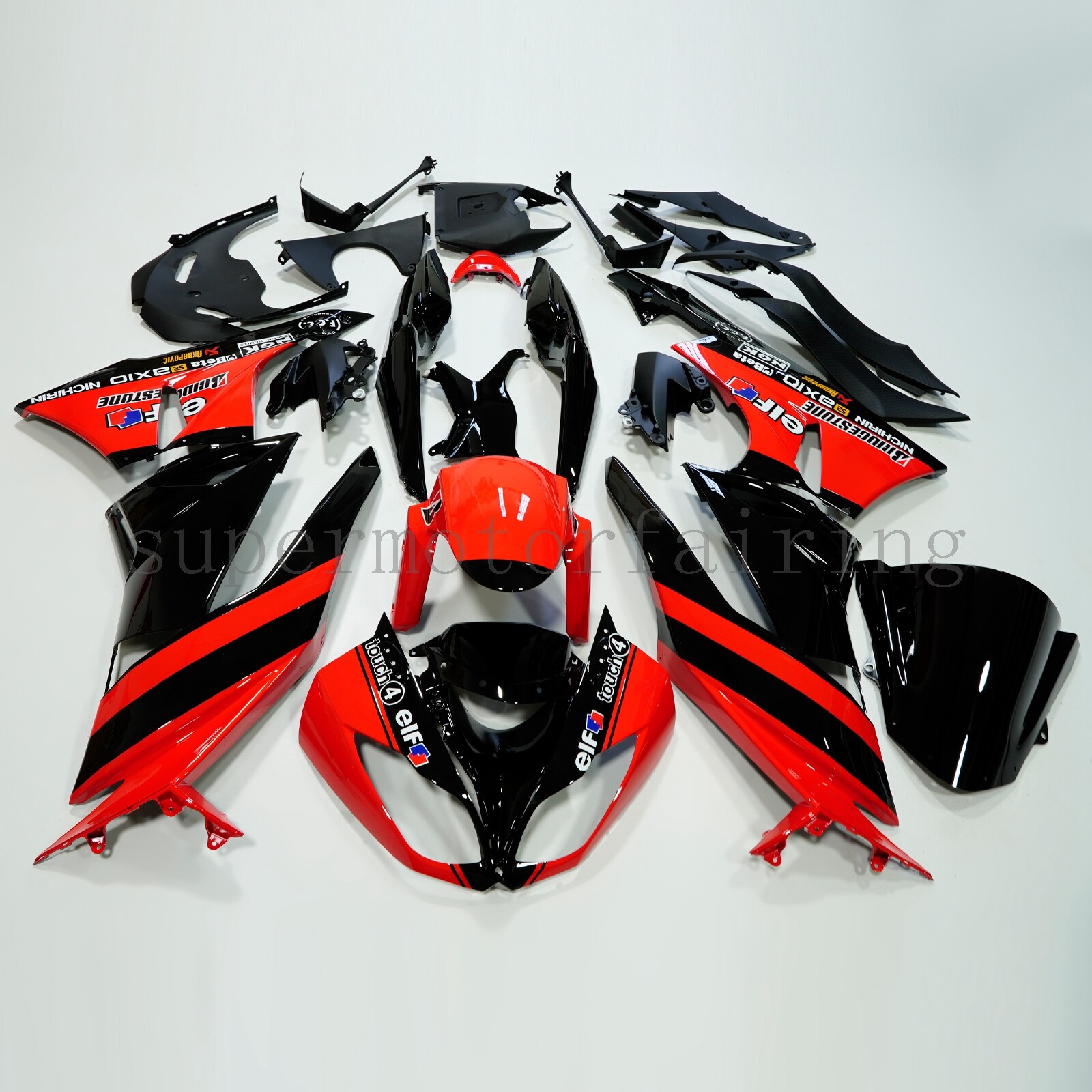 Red Black Fairing Kit Fit for Kawasaki Ninja ZX6R 2009-2012 ZX636 ABS ...