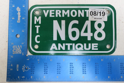 VERMONT VT ANTIQUE MOTORCYCLE MC LICENSE PLATE TAG #N648 RARE TYPE | eBay