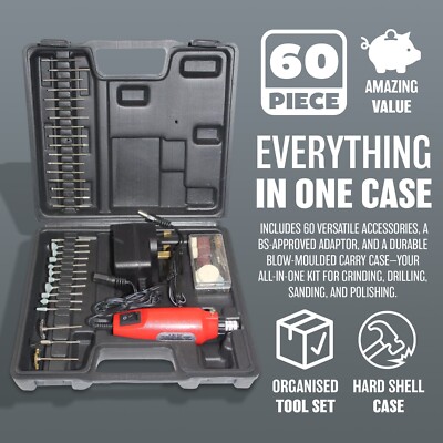 GENERIC 60PC MINI DRILL GRINDER SET FOR ELECTRONICS HOBBY CRAFT MODEL ...