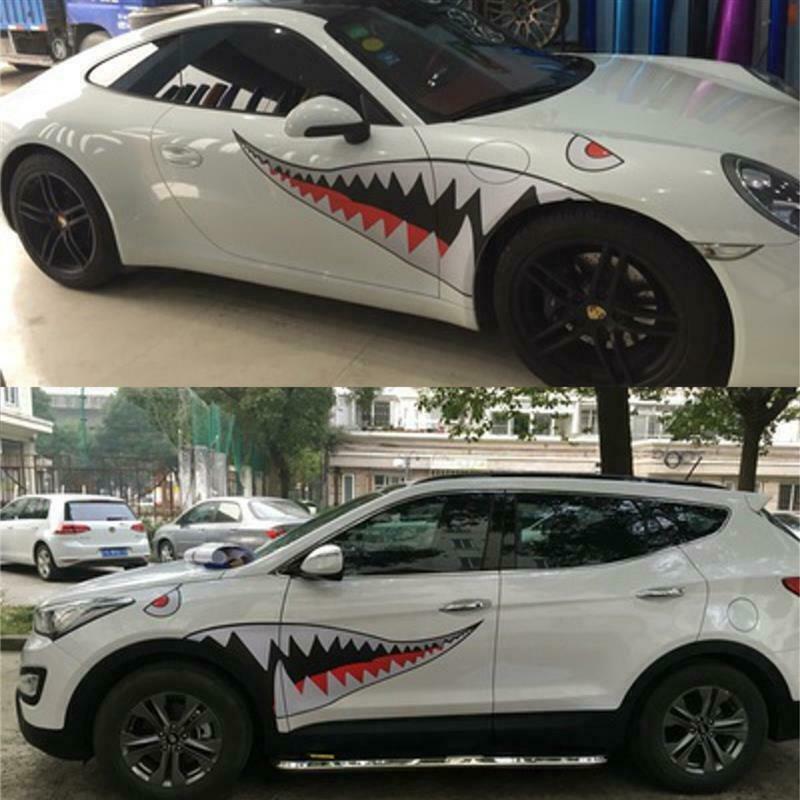 59'' Car Exterior Side Door Decal Shark Mouth Tooth Teeth Sticker Vinyl ...