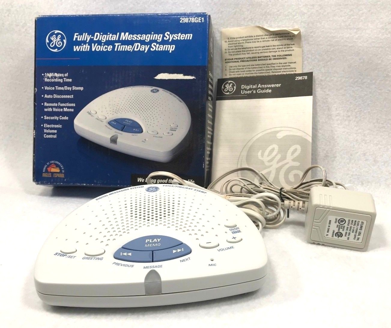 GE Fully-Digital Answering Messaging System with Voice Time/Day Model ...