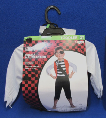 Shipwreck Pirate Halloween Toddler Costume 2T w/ Eye Patch Disguise NWT ...