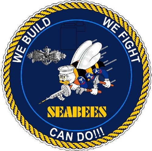 SEABEES Naval Construction Build Fight Can DO, 2 small or 1 Large Vinyl ...