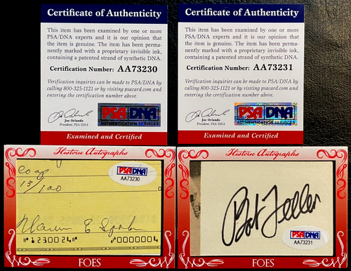 2016 Historic Autographs Friends N Foes Bob Feller, Spahn Dual Auto ...