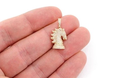 14k Yellow Gold Plated 2Ct Round Simulated Diamond Knight Chess Piece ...