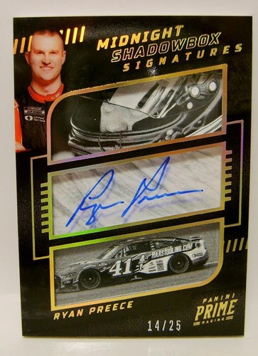 RYAN PREECE #14 /25 AUTO MIDNIGHT SHADOWBOX SIGNATURES NASCAR PANINI ...