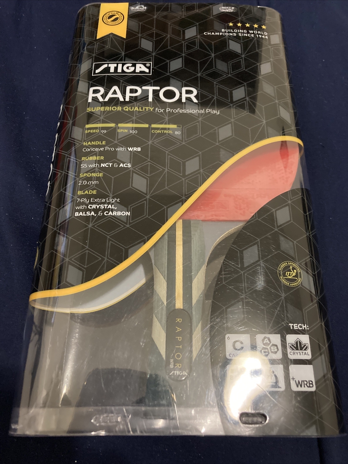 STIGA Raptor Table Tennis Racquet - Black/Red (T1291) for sale online ...