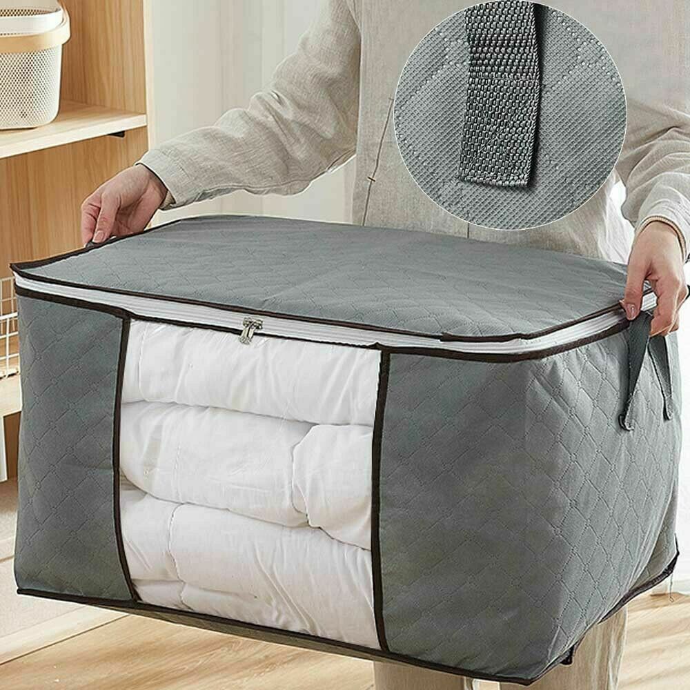 6pcs Large Clothes Storage Bags Zipped Organizer Underbed Wardrobe ...