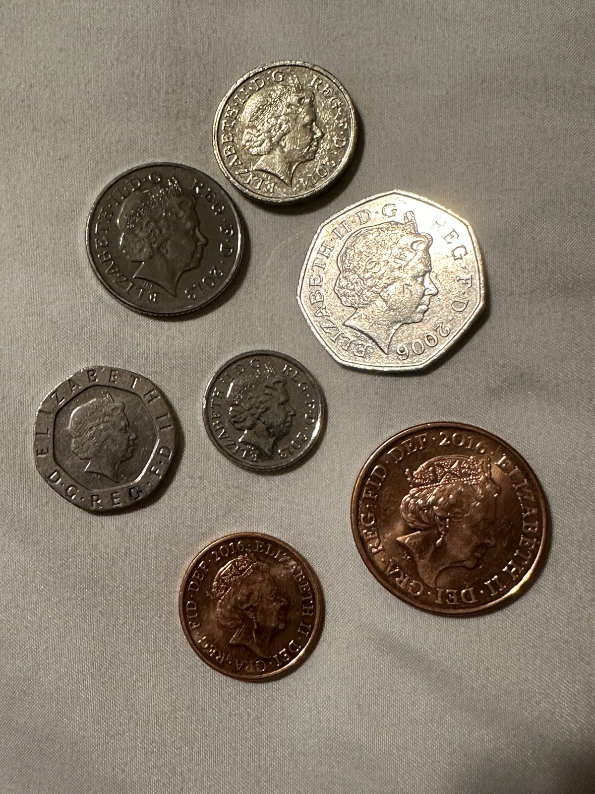 1 Set One British Pound & 50 20 10 5 2 1p Pence Coin Set Mixed Year | eBay