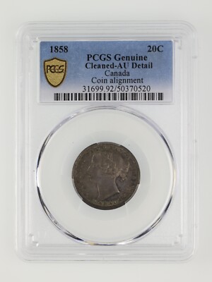 1858 Canada 20 Cents PCGS Cleaned AU Detail Coin Alignment | eBay