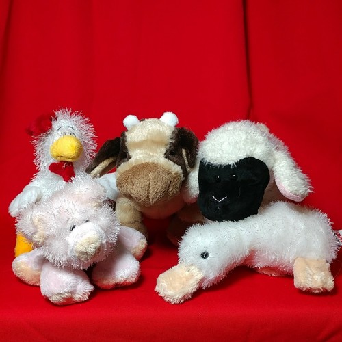 Ganz Webkinz Farm Yard Brown Cow Fluffy Sheep Pig Googles and Chicken ...