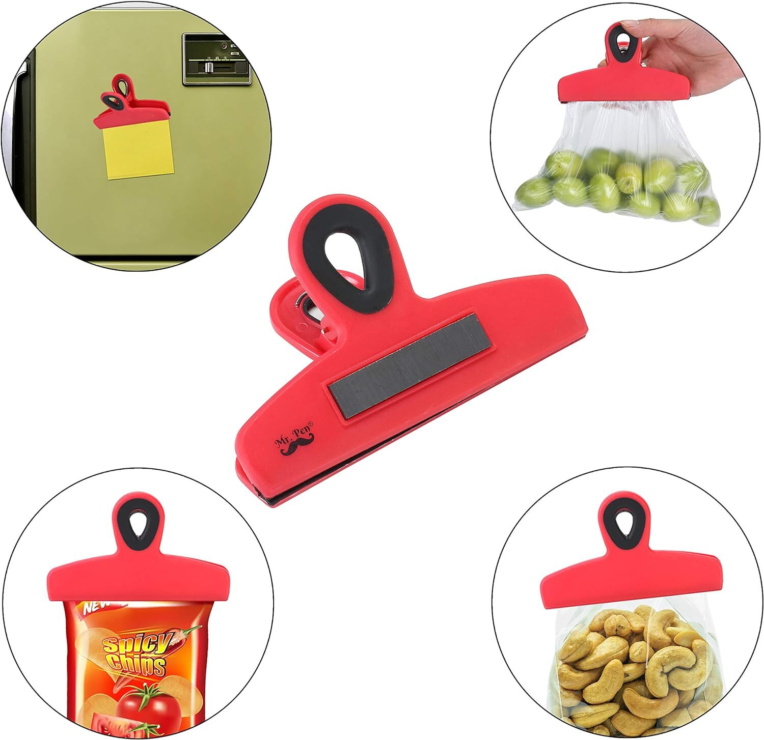 - Chip Bag Clips, Magnetic Clips, 4 Pack, 5 Inches Wide, Heavy Duty ...