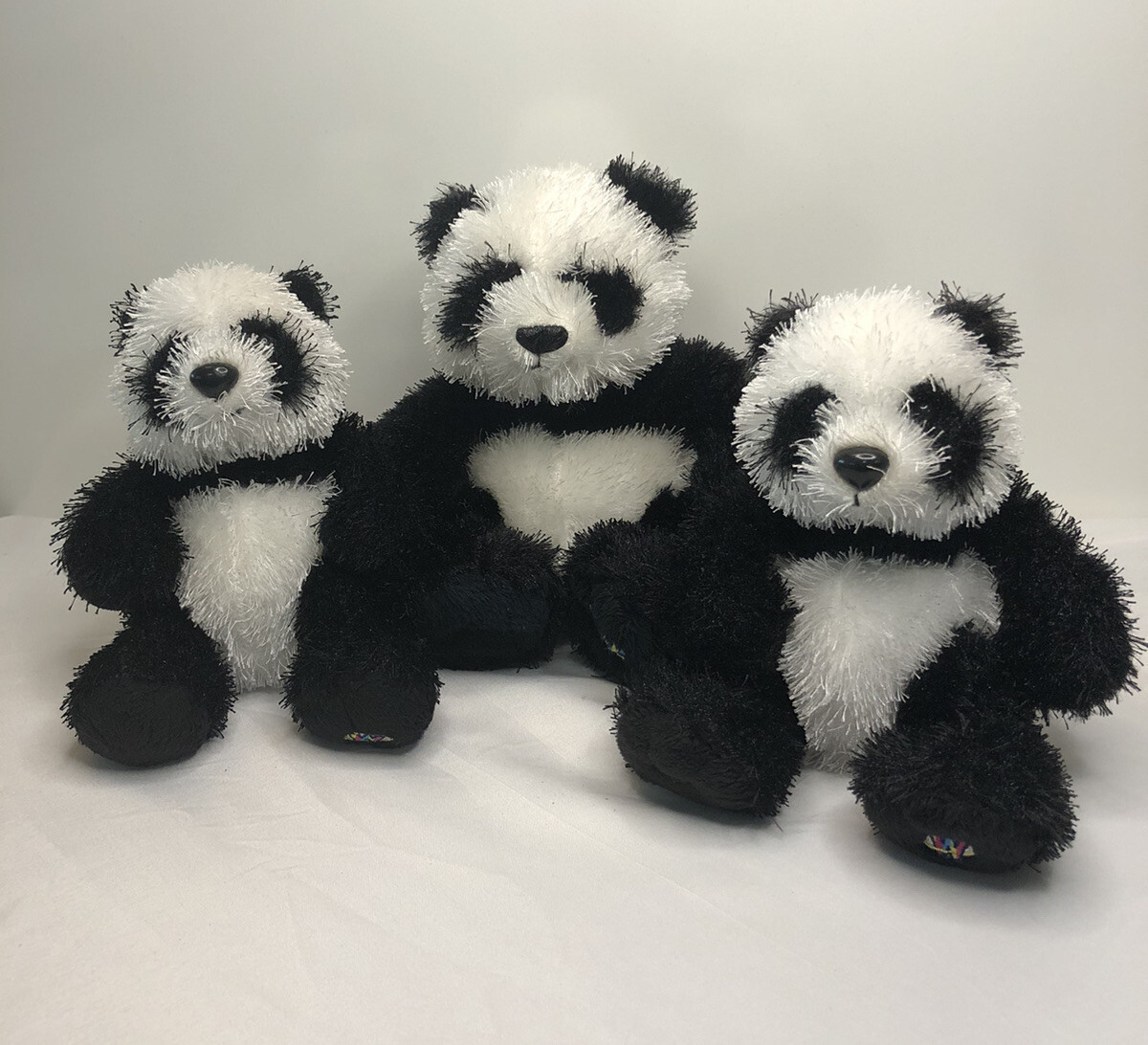 3 Ganz Webkinz PANDA 8” & 2 LIL KINZ PANDAS 6” Black & White Plush no ...