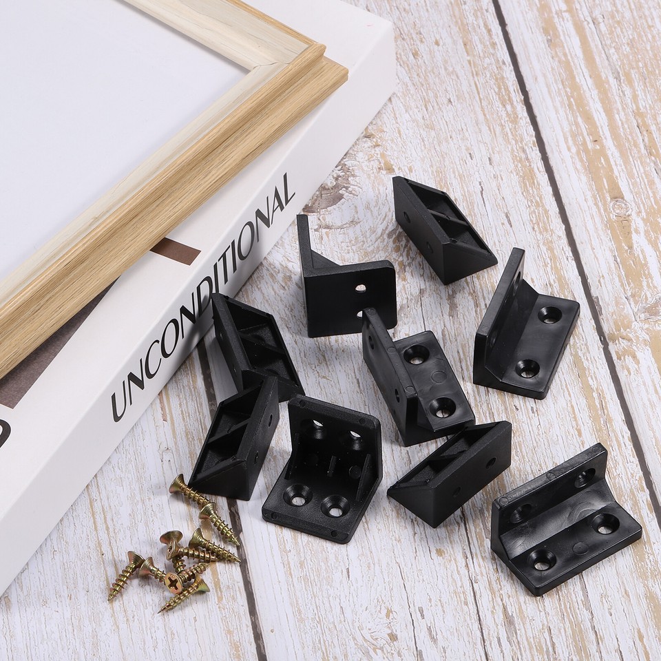 12Pcs 27x28x27mm Nylon Shelf Right Angle Brackets with Screws (Black ...