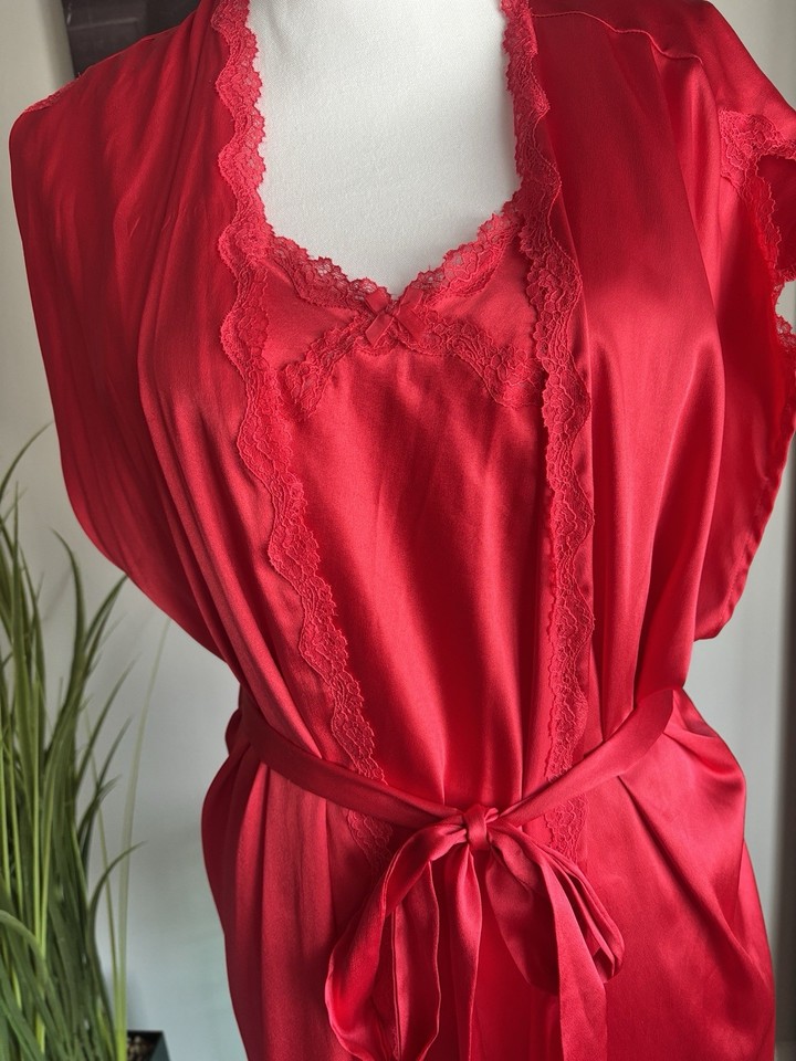 Red Silk Victoria Secret Lingere With Lace | eBay