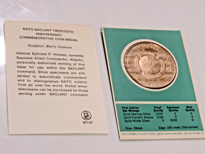 Franklin Mint Bronze Proof -NATO SACLANT 20th Anniversary Coin-Medal | eBay