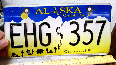 Alaska Gold Rush Centennial metal License Plate EHG 357 exp 2009 ...