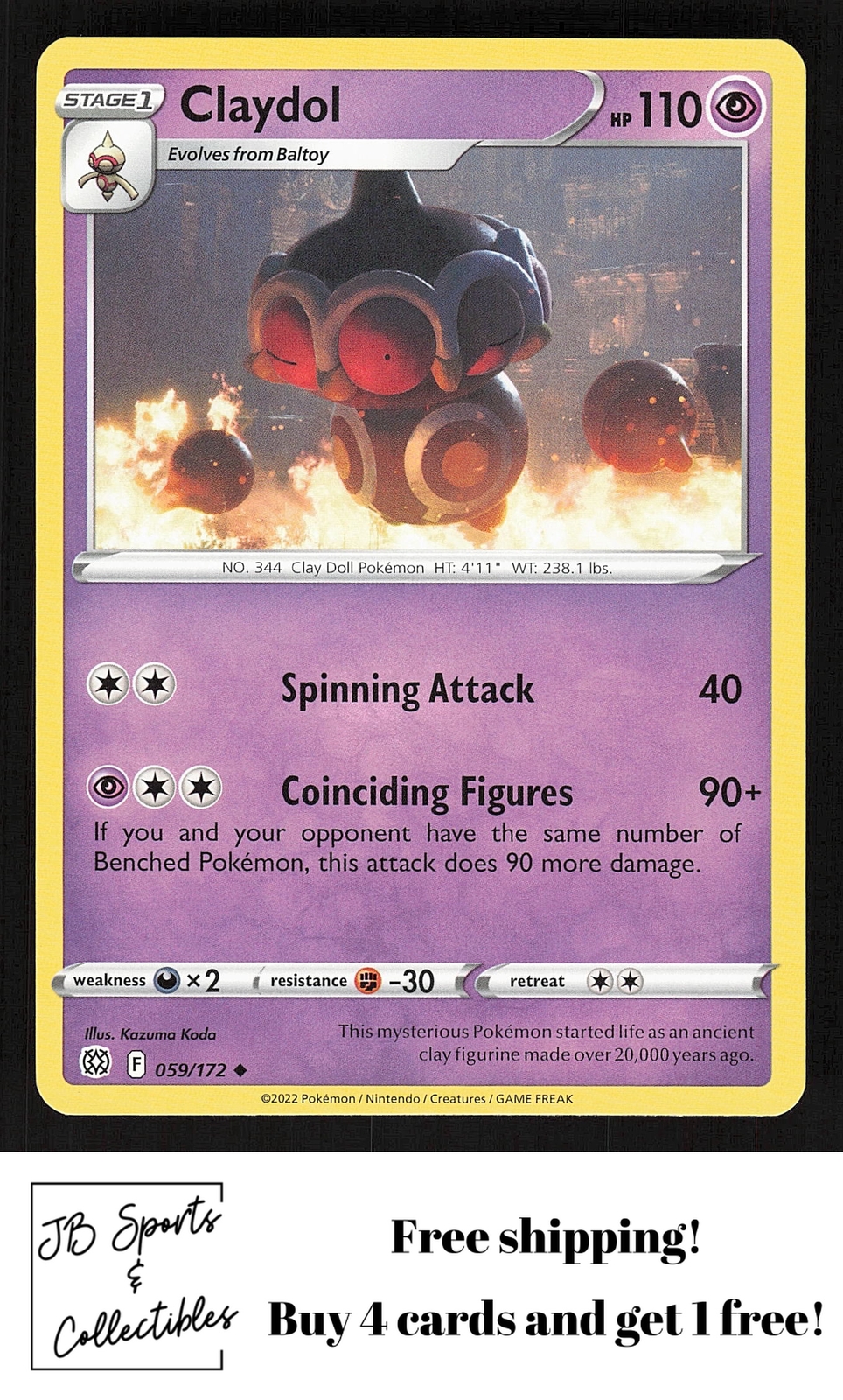 Claydol Pokemon SWSH09: Brilliant Stars 059/172 | eBay