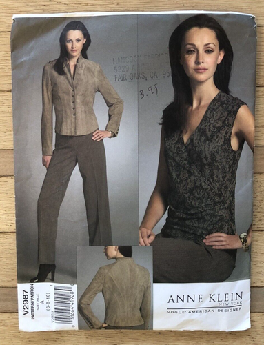 Vogue American Designer ANNE KLEIN Pattern V2987 Jacket Pants Top 6 8 10 UNCUT | eBay