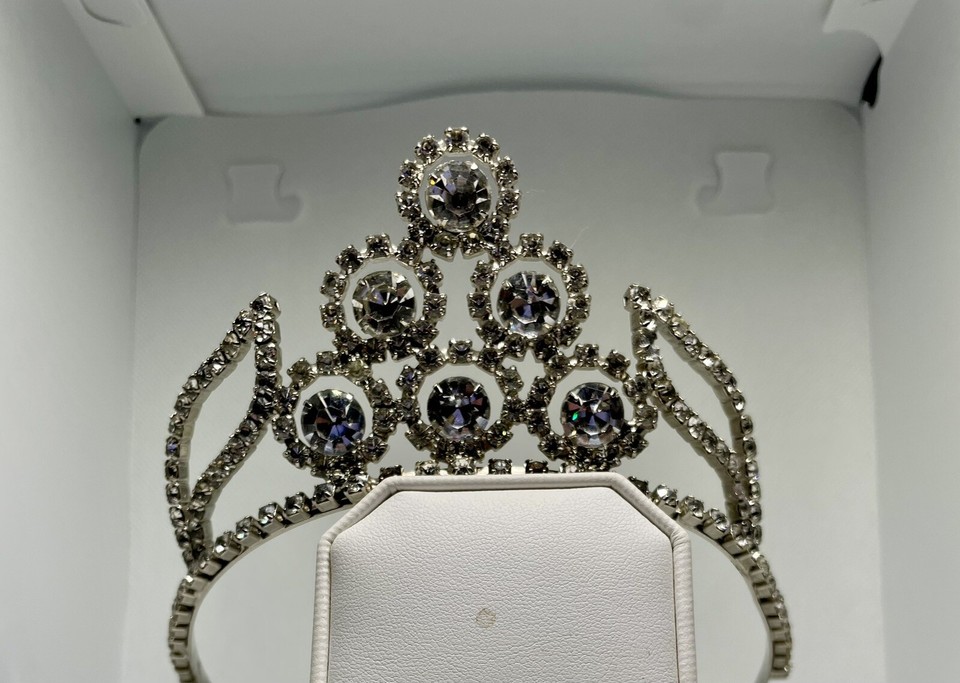 Vintage flawless adult size rhinestones tiara crown 4 Inches Tall Combs ...