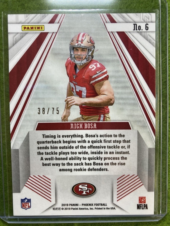 Nick Bosa YELLOW PRIZM # /75 SSP ROOKIE CARD 49ers SP 2019 NICK BOSA ...