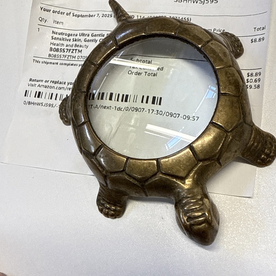 Brass Turtle Magnifying Glass Home Office ocean Sea Tortoise | eBay
