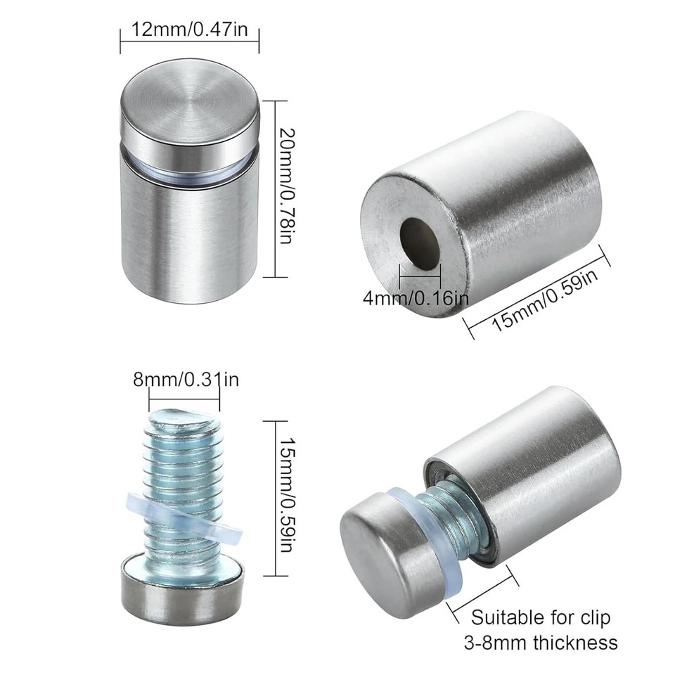 50PCS 1/2 X 3/4 Inch Stainless Steel Standoff Screws, Metal Standoff ...