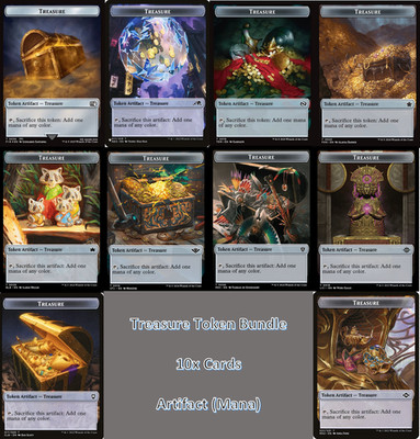 MTG Treasure Token Lot Mana - Set 10x Cards Commander Deck - Magic ...