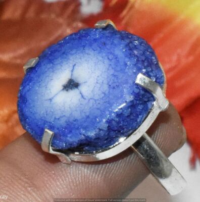 Blue Solar Quartz Gemstone Ring 925 Silver Plated Us Size 8.5" U335 ...