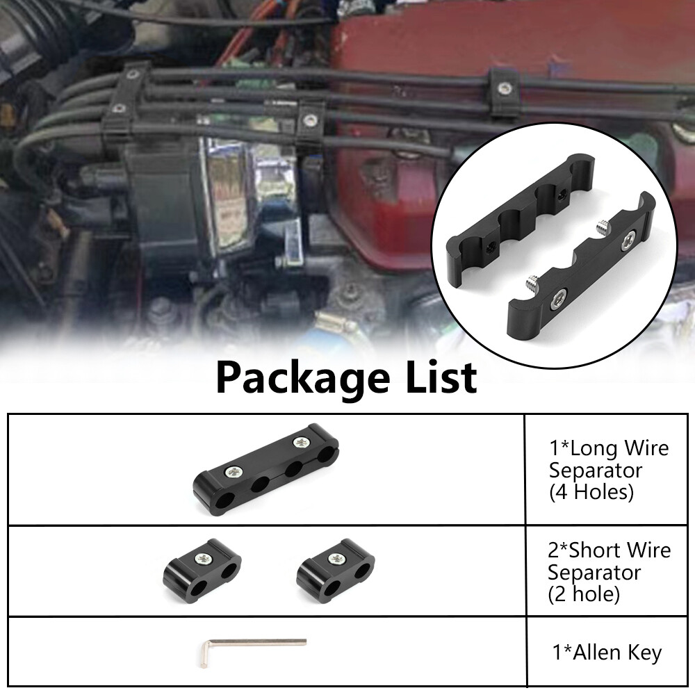 3PCS Black Billet Spark Plug Wire Separators Divider Kit For 8mm 9mm ...