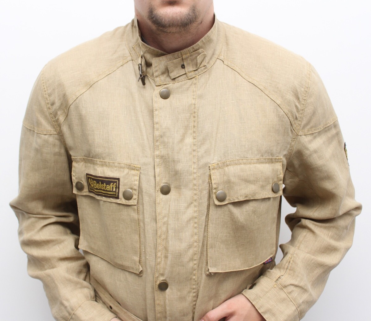 Men's BELSTAFF Linen Belted Biker Motorcycle Jacket Men's BELSTAFF Linen Belted Biker Motorcycle Jacket