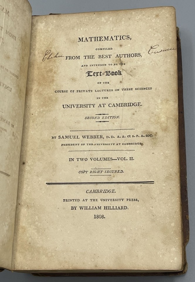 Samuel WEBBER / Mathematics Compiled from the Best Authors and Intended ...