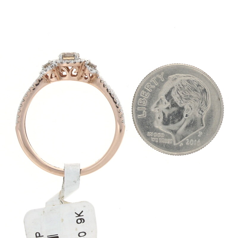 Kallati Diamond Halo Engagement Ring - Rose Gold 9k Round .69ctw Fancy ...