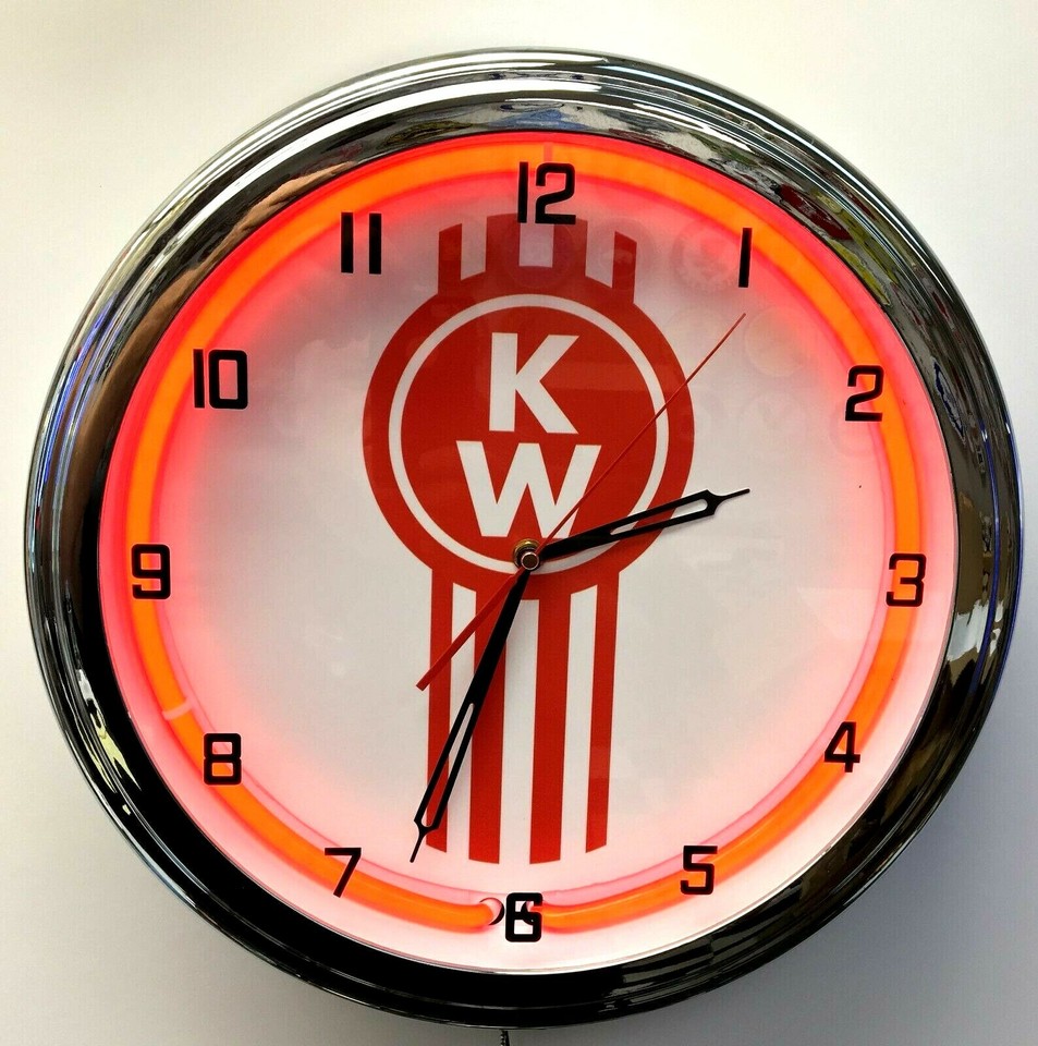 KENWORTH Kenworth KW Logo Sign 16" Red Single Neon Clock | Red | 16"