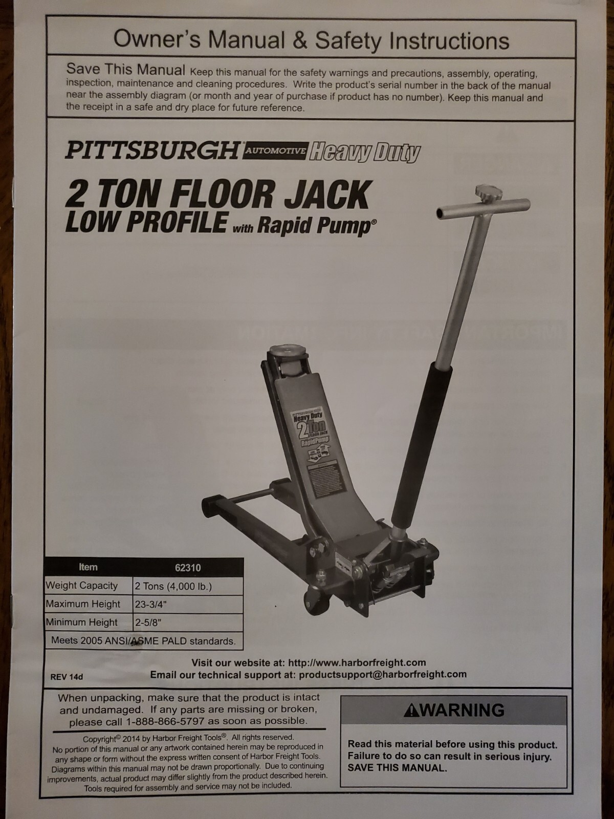 Pittsburgh Automotive/Harbor Freight 2TON Long Reach LowPro pump ...