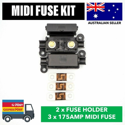 175A MIDI FUSE KIT 2 x ANS Strip Link Holder + 3 x 175 AMP Fuses Dual ...