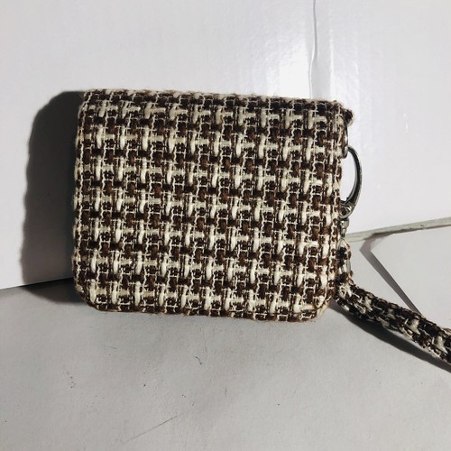 Crochet Style Coin Purse Brown And Tan With Wrist Strap Magnet Closure ...