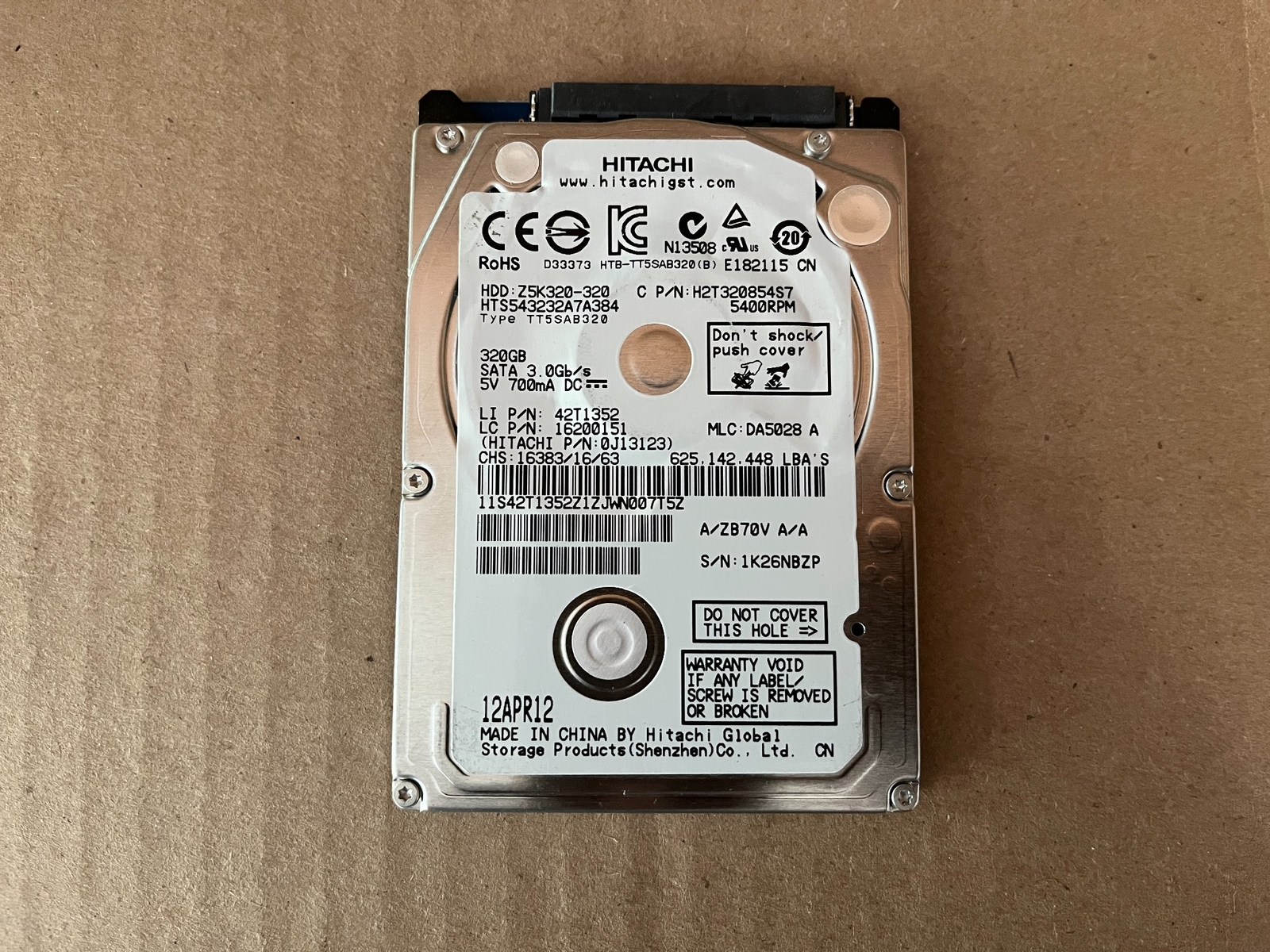 Hitachi 320gb SATA Laptop Hard Drive 5400rpm 2.5" Hts545032b9sa00 - Ps3 ...