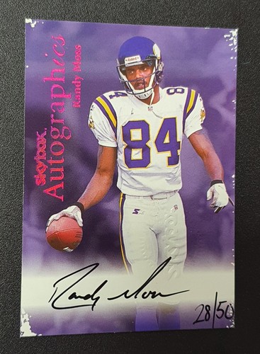 1999 SkyBox Premium Autographics Red Foil Randy Moss AUTO SP 28/50 HOF ...