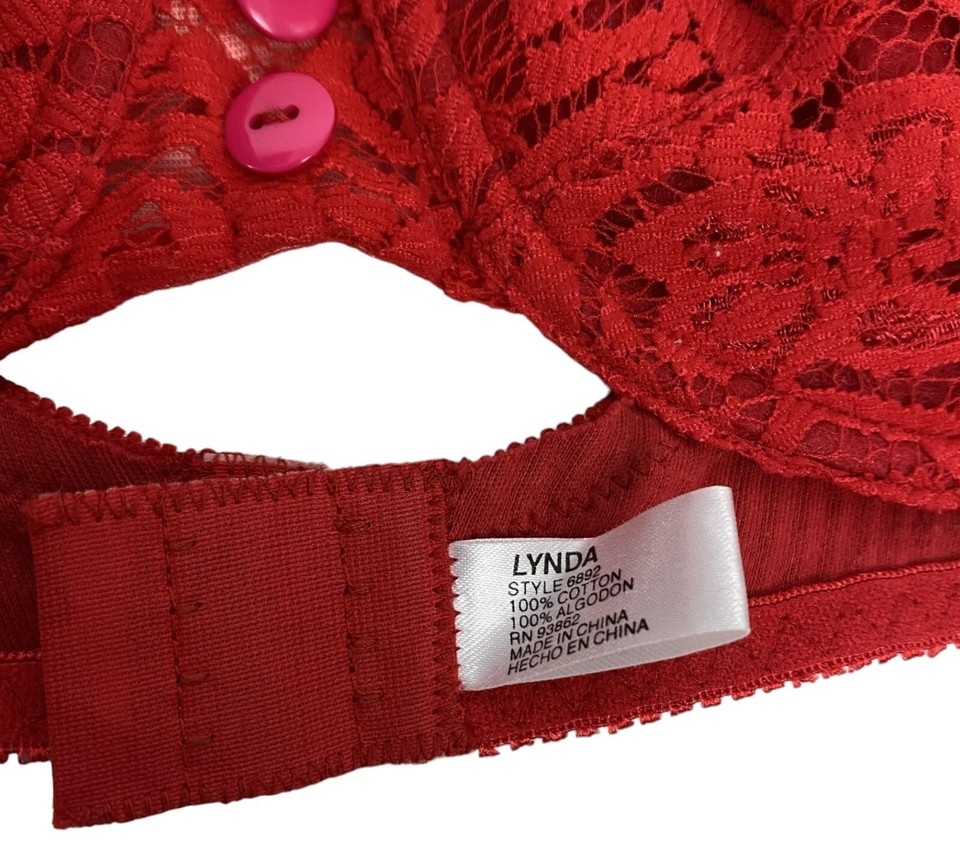 Lynda's World Red Wired Push Up Floral Bra Size 38B New with tag Style ...