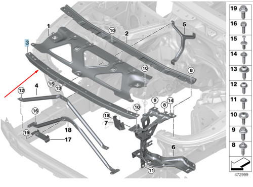 BMW 7 G11 RADIATOR UPPER CORE SUPPORT 51647357209 7357209 2016 NO DUTY ...