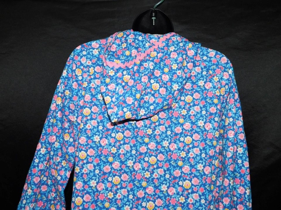 Alaska Native Eskimo Kuspuk S Blue Pink Floral Tunic Shirt Dress Hood ...