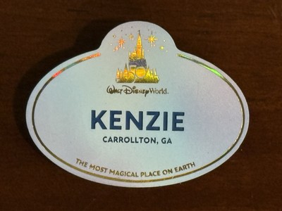 Walt Disney World 50th Anniversary Cast Member Name Tag KENZIE | eBay