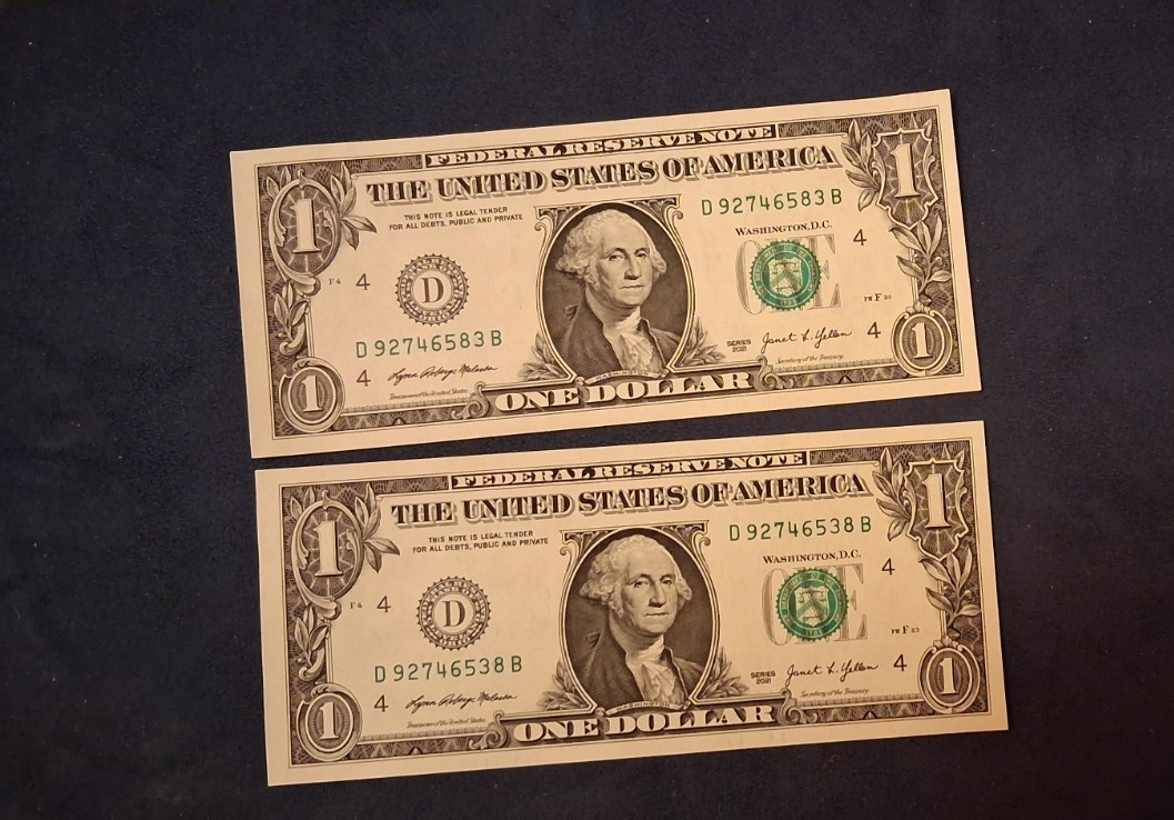 2 notes fancy serial dollar ladders | eBay